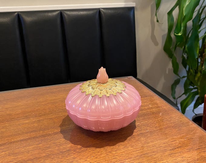 Vintage Complete 1960s Avon Beauty 6" Dust Bowl Container Pink Plastic ...