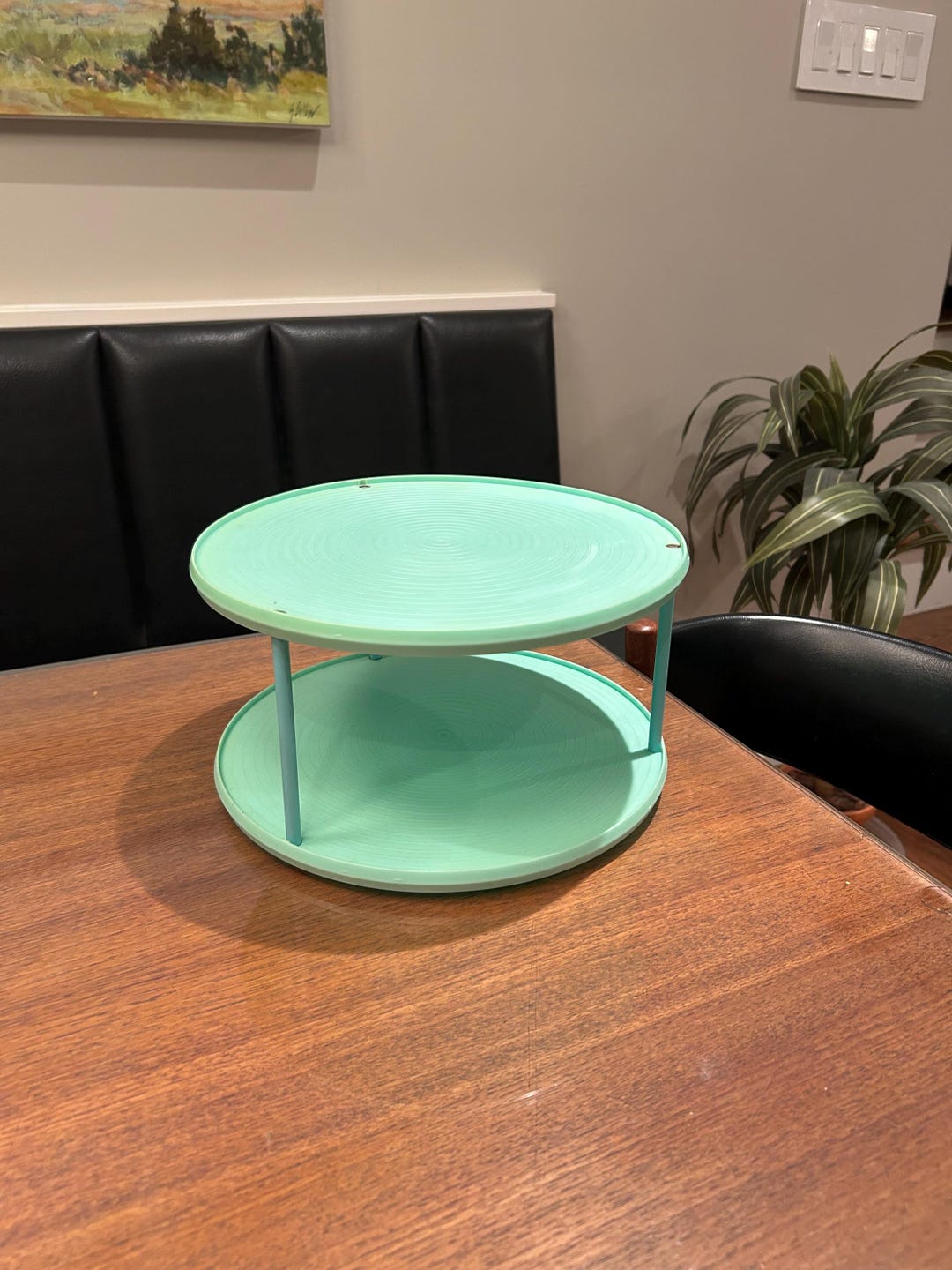 Vintage Robins Egg Turquoise Lazy Susan, Turn Table, White Lazy Susan ...