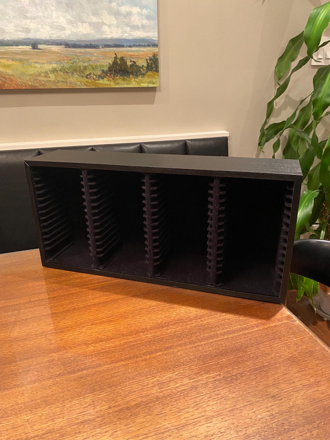 Vintage Black Faux Wood Grain 60 Slot CD Compact Disc Storage Holder ...