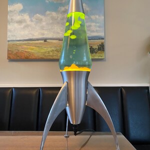 Vintage Original 1990s Lava Lamp Silver Rocket Ship Starship Blue ...