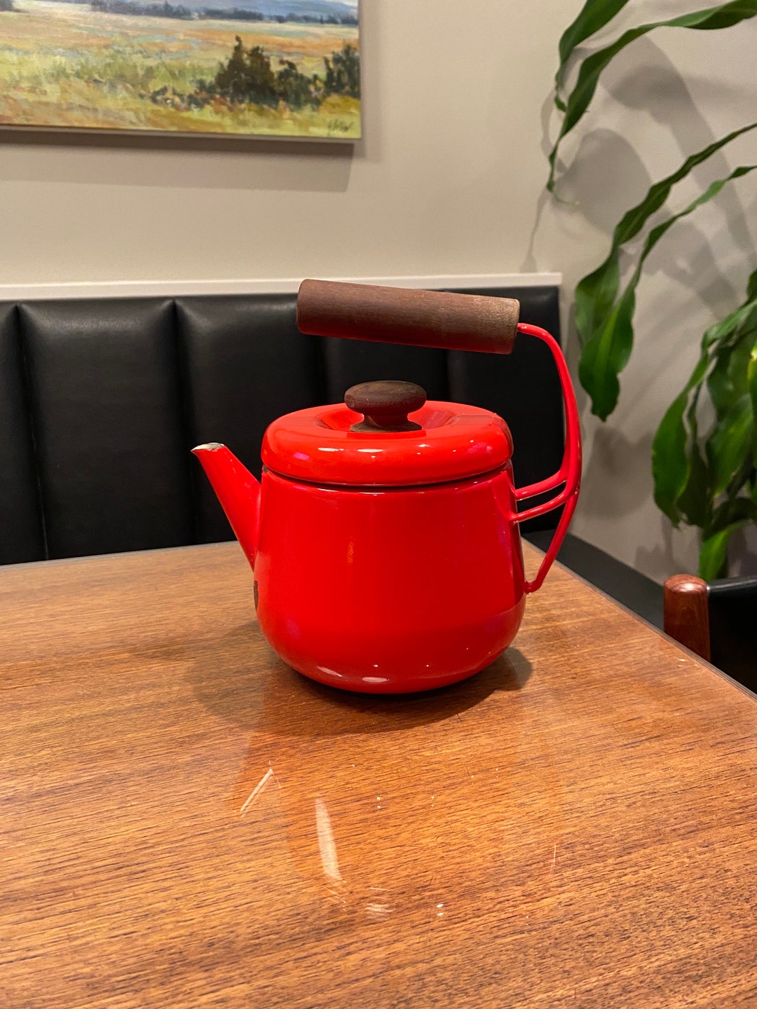 Vintage Red Enamel Aubecq Tea Pot / Vintage Red Enamel Teapot / Vintage ...