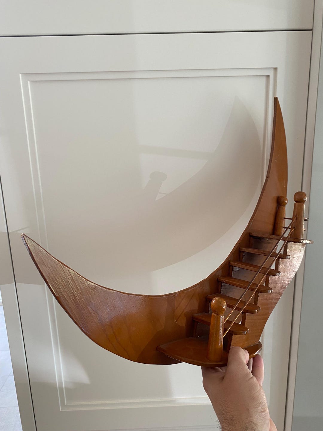 Vintage Curio Shelf, Crescent Moon Staircase, Stair Step Wood ...