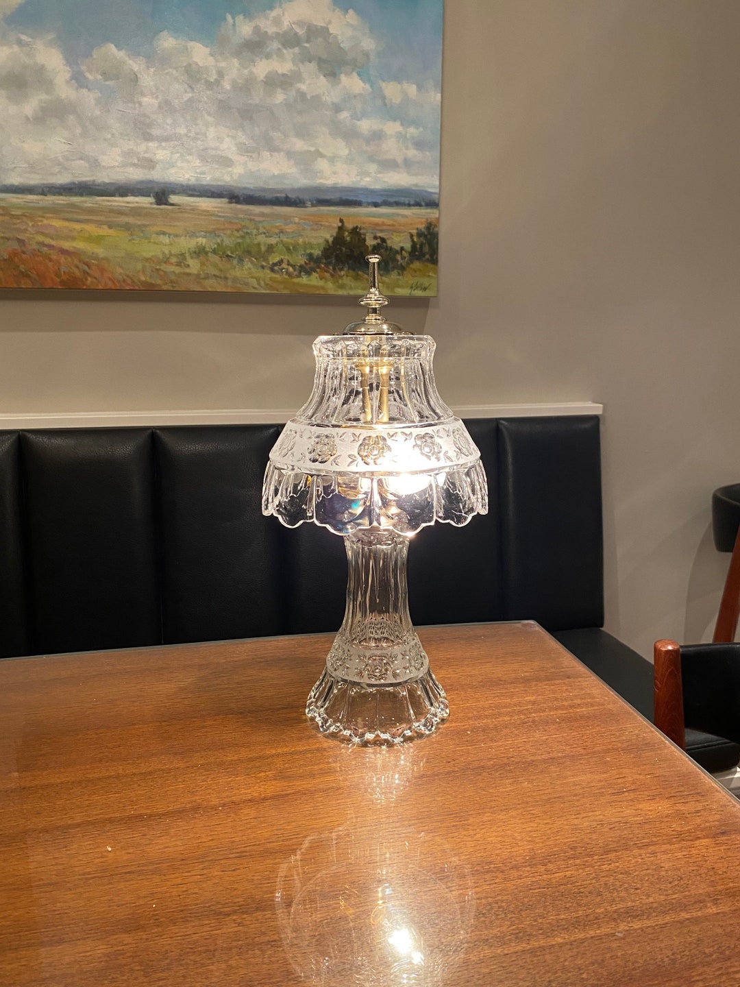 Vintage Crystal Glass Table Lamp 11” | Vintage Crystal Glass Flower ...