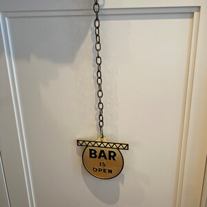 Vintage Round Bar Open and Close Sign Chain / Retro Bar Sign / Man Cave ...