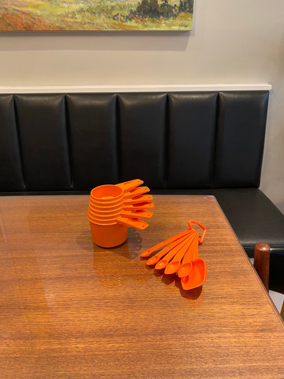 Set of Vintage Tupperware Orange Measuring Spoons and Cups -complete ...