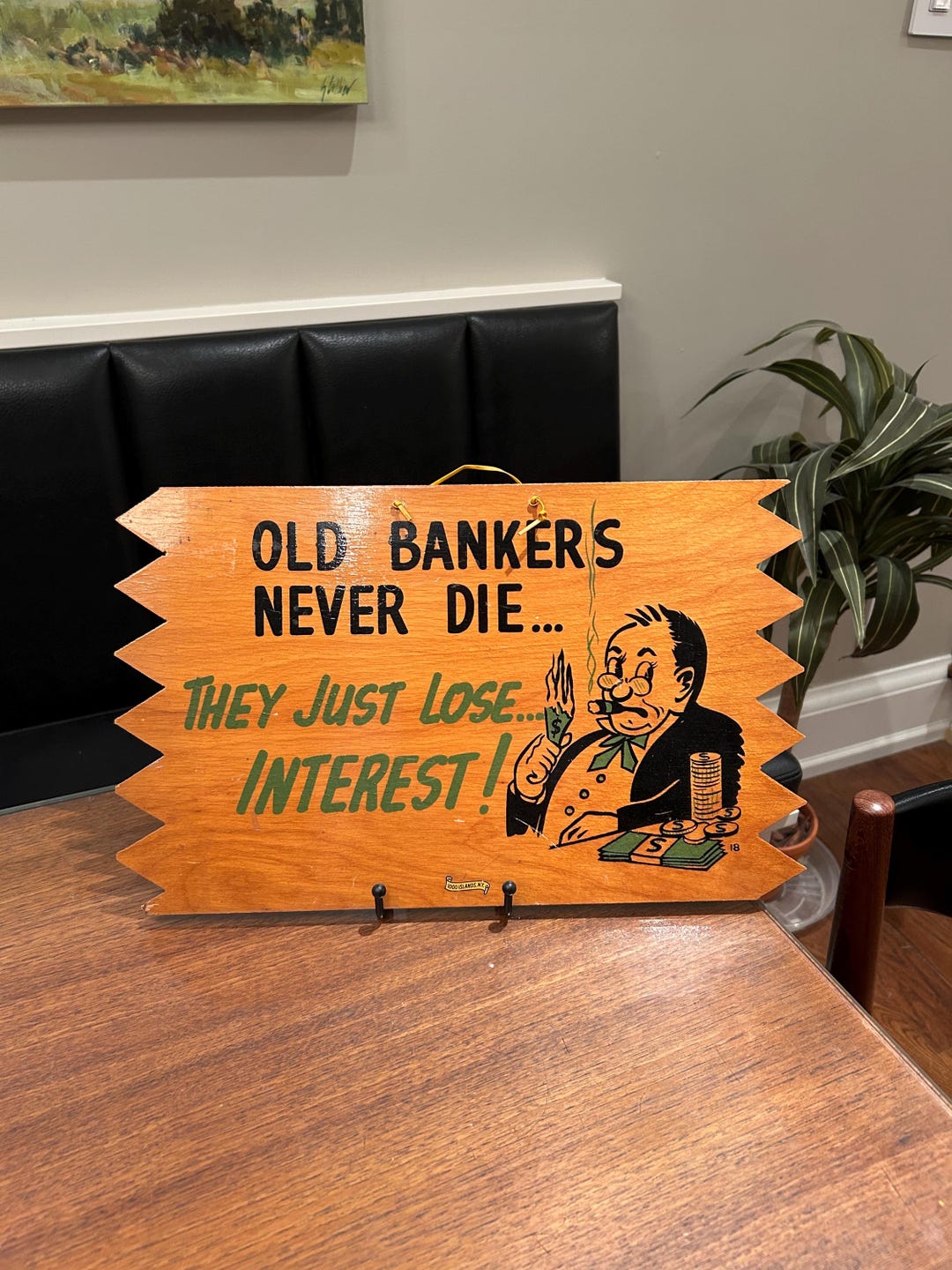 Vintage Wood Bankers Sign / Vintage Banker Office Decor / Vintage ...
