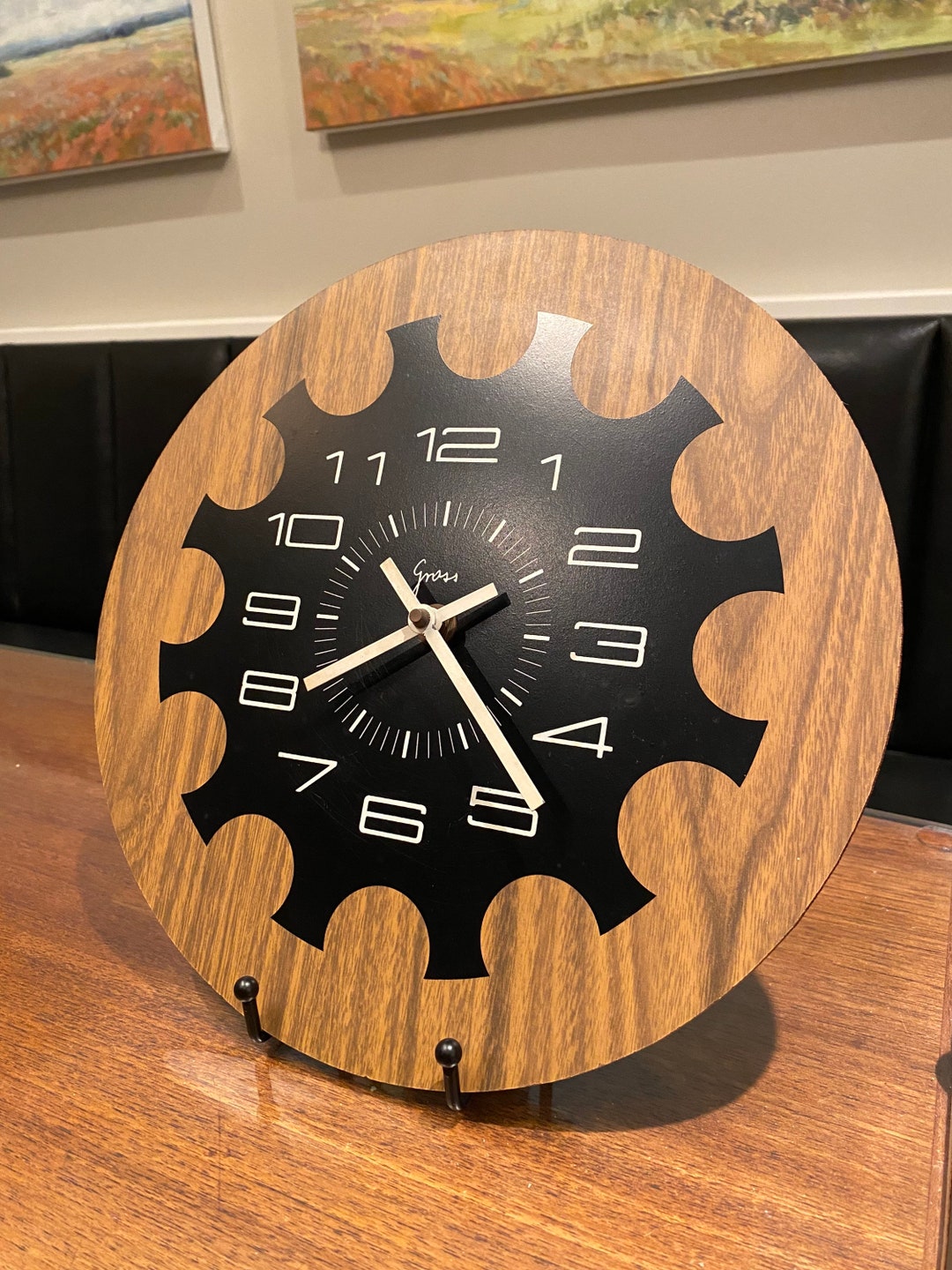 Vintage 12 Round Faux Wood Gear Wall Clock Vintage Round Germany Wall ...