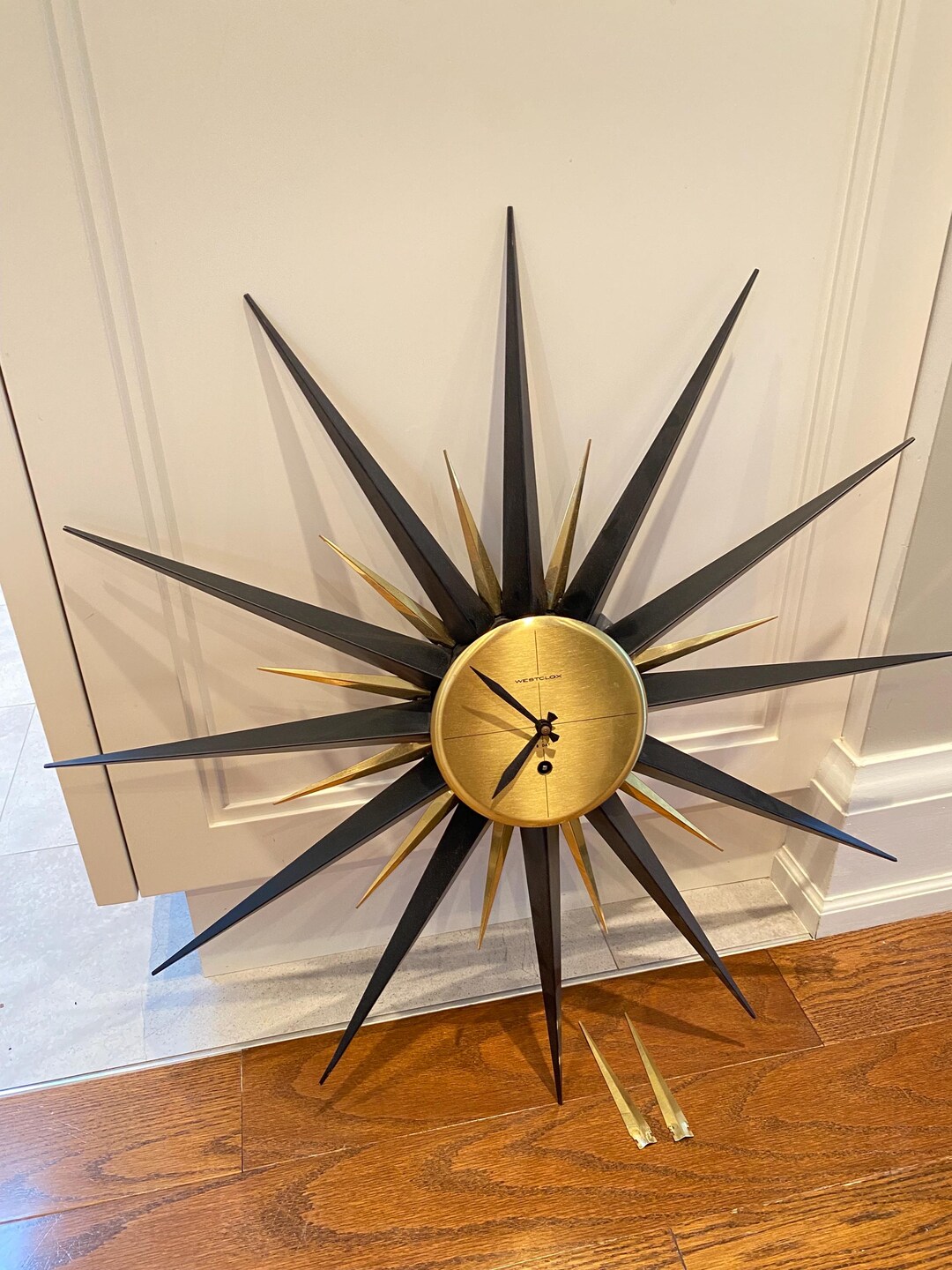Vintage MCM Mid Century Modern Atomic Starburst Westclox Wall Clock ...