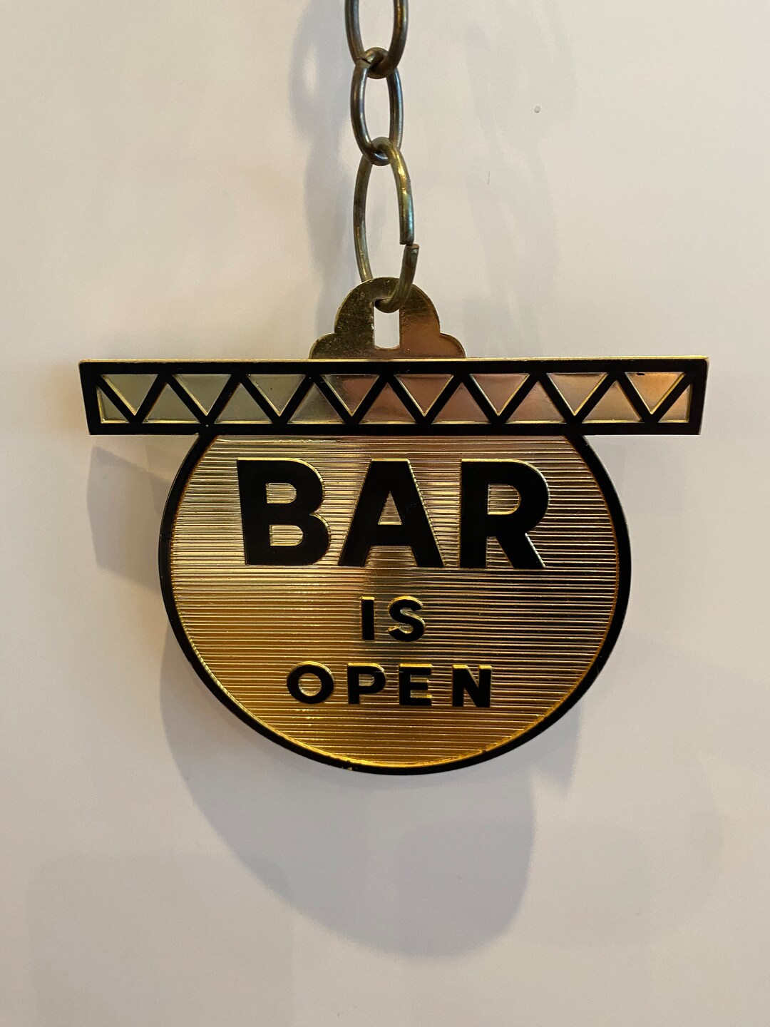 Vintage Round Bar Open and Close Sign Chain / Retro Bar Sign / Man Cave ...