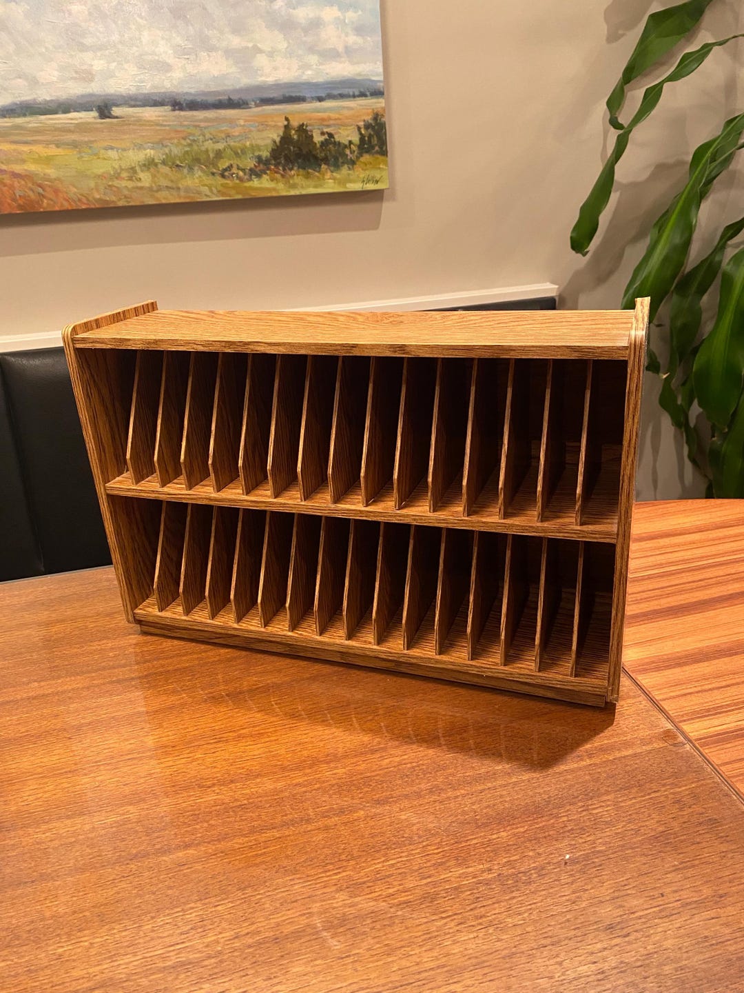 Vintage Faux Wood Grain 32 Slot CD Compact Disc Storage Holder Box ...