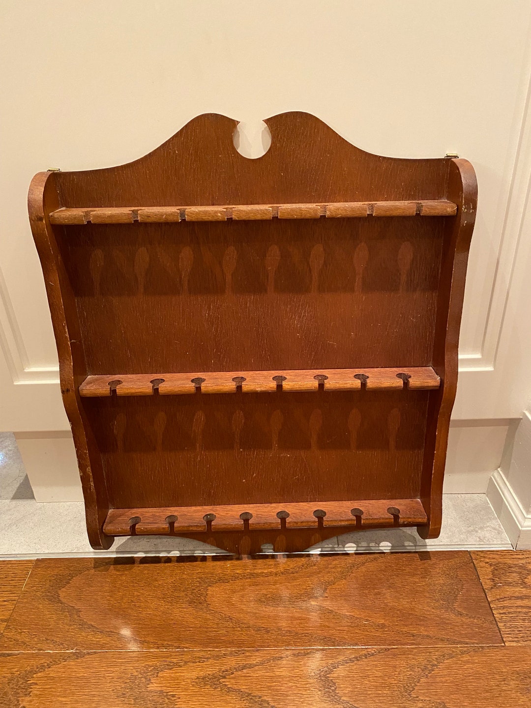 Vintage Wood 24 Spoon Souvenir Display Rack 3 Tier | Vintage Wood Spoon ...