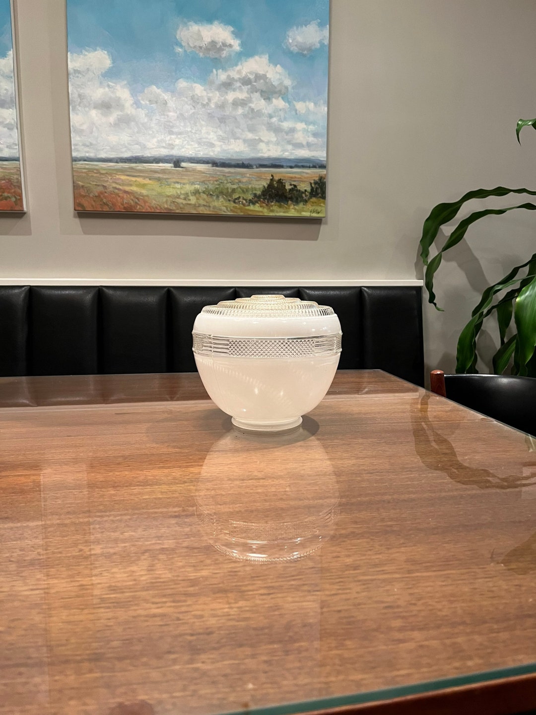 Mcm Skyscraper Style Textured Glass Round Light Fixture | MCM UFO ...