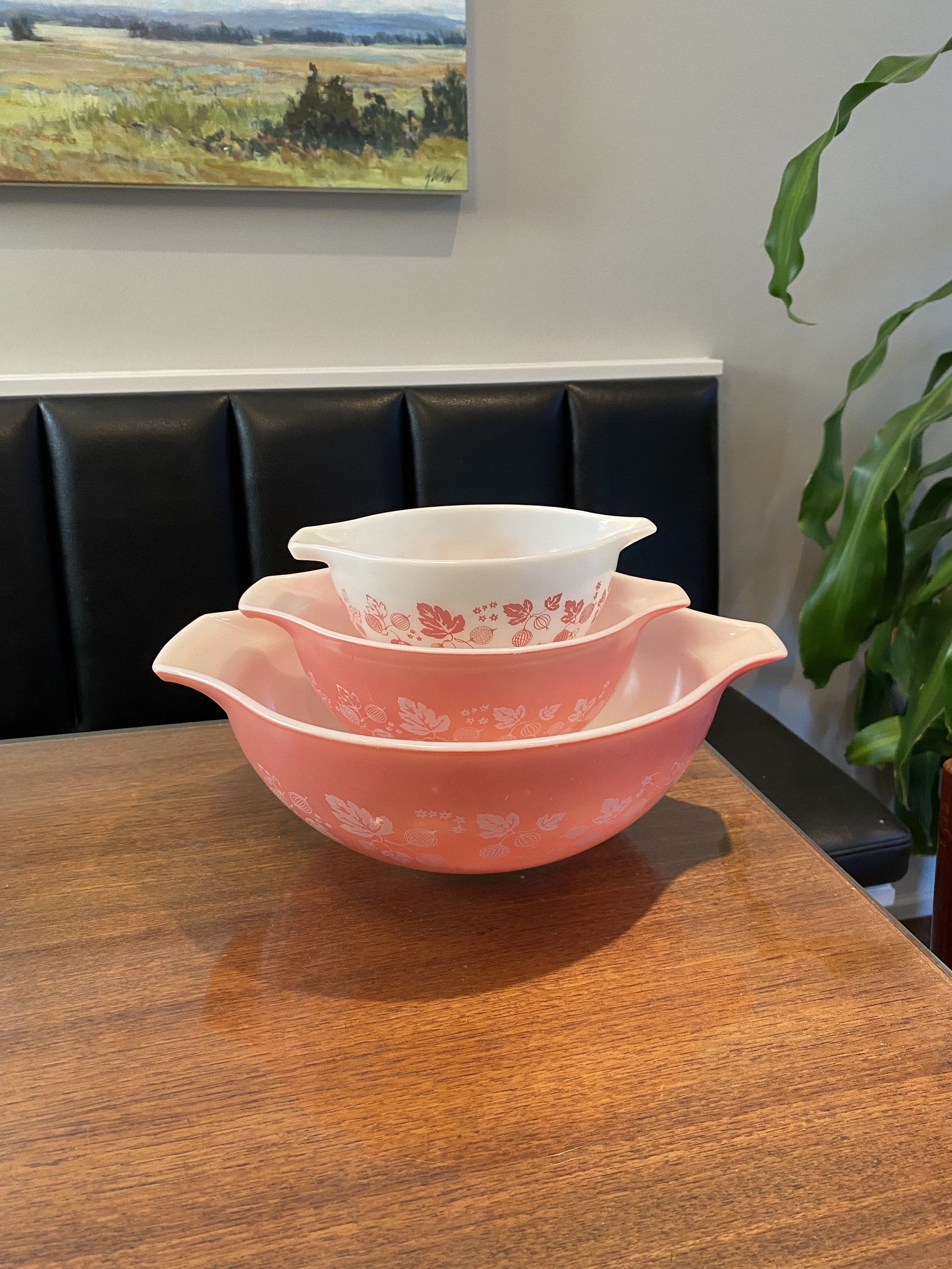 Vintage Pink Gooseberry Pyrex Set Of Bowls