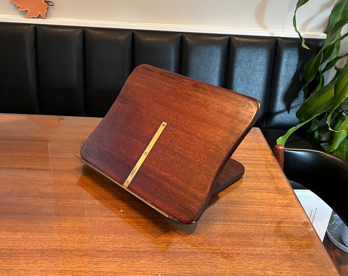 Vintage Solid Wood Book Stand With Brass Detail - Etsy