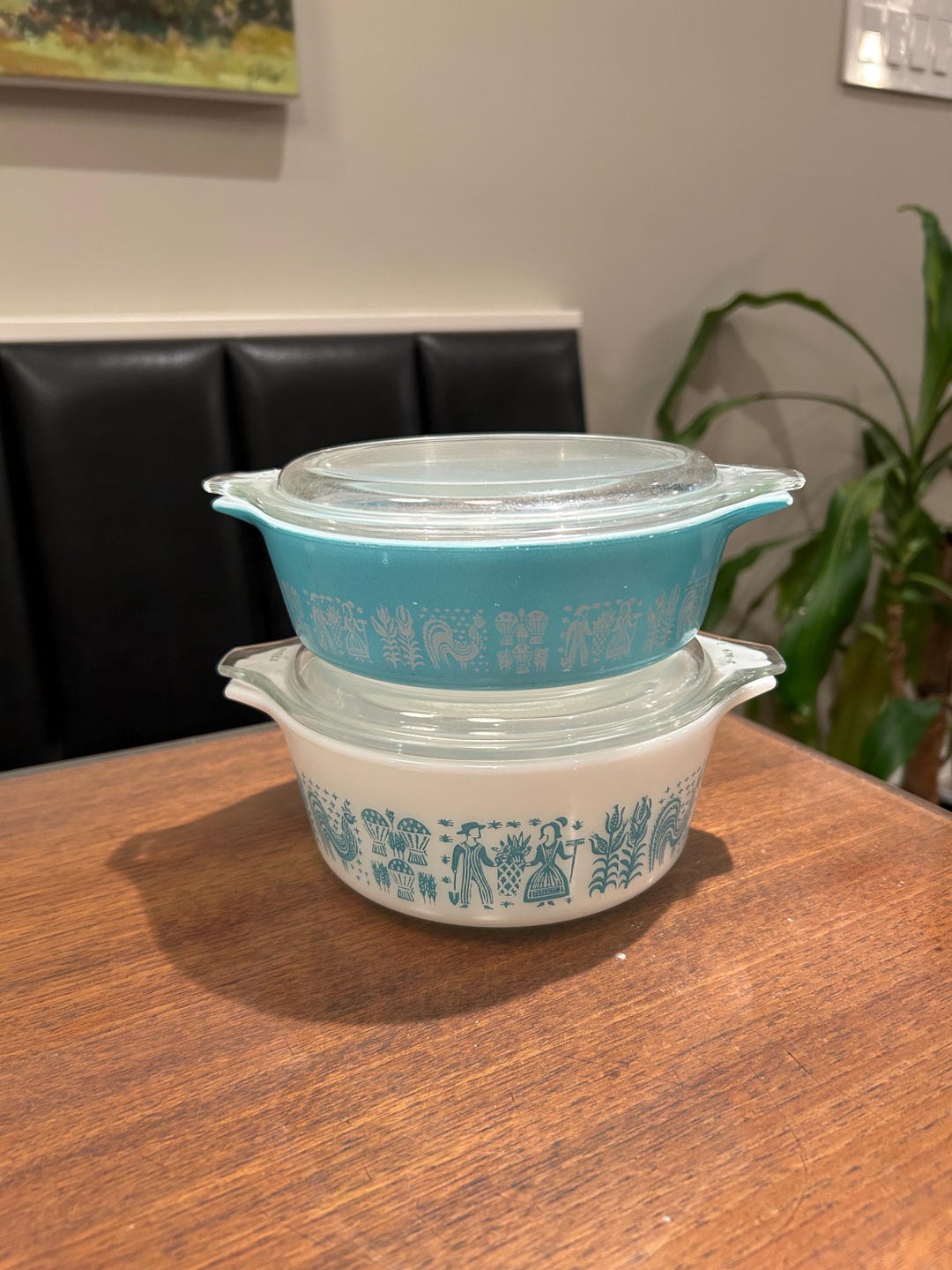 Vintage PYREX Turquoise Amish BUTTERPRINT Casserole Set 471, 472, With ...