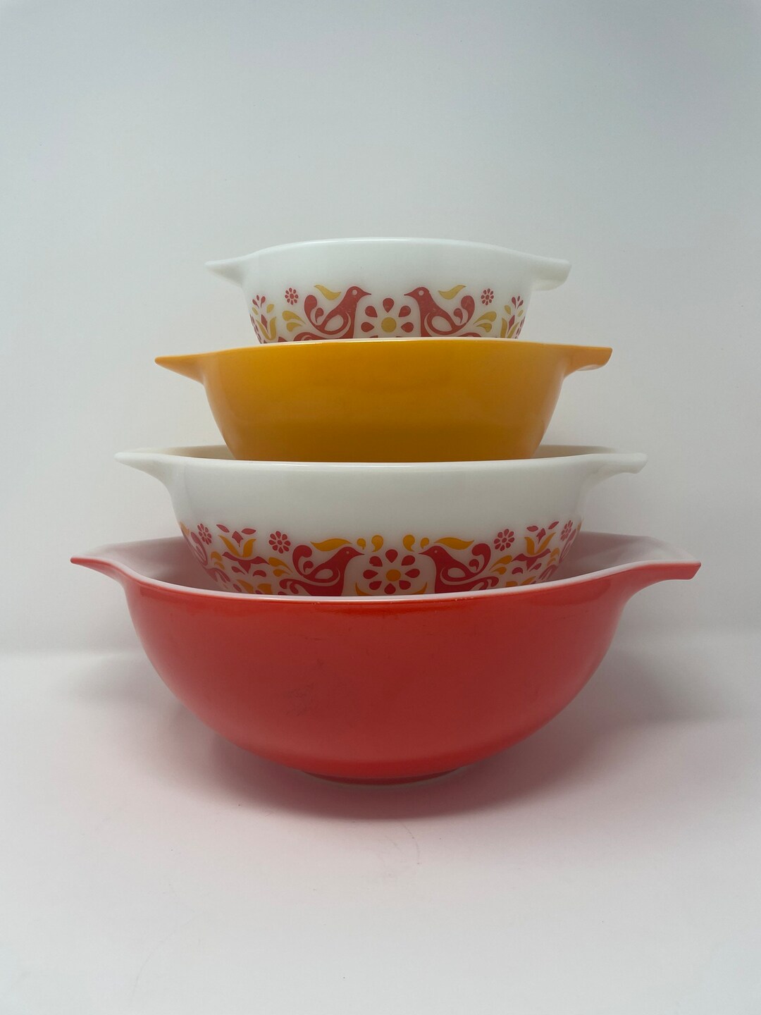 Vintage PYREX Friendship Birds Set of 4 Cinderella Mixing Nesting Bowls ...