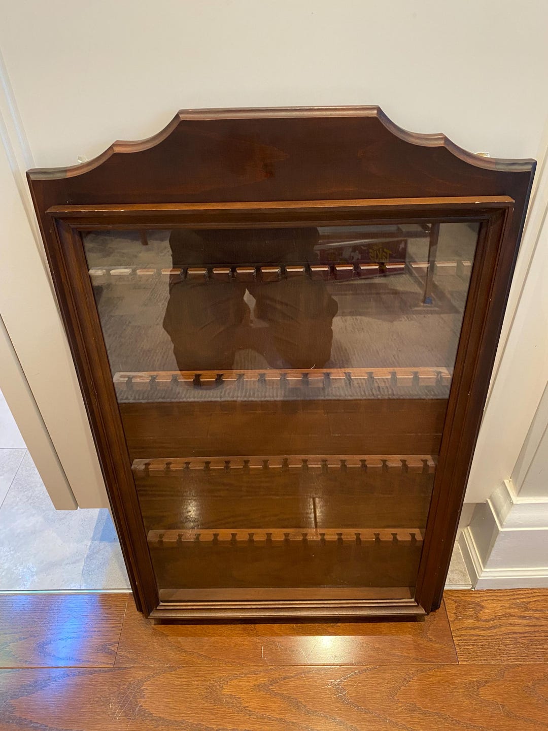 Vintage Wood 60 Spoon Souvenir Display Cabinet 4 Tier Vintage Wood ...