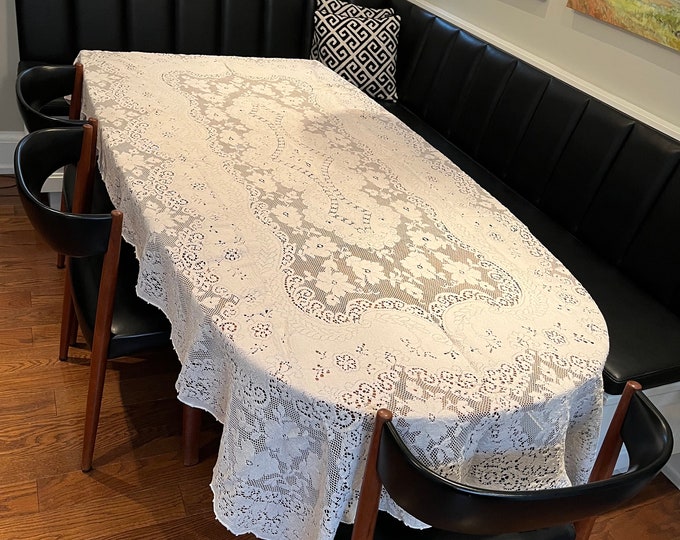 Vintage Crochet Tablecloth Vintage Hand Made / Lace Tablecloth - Etsy