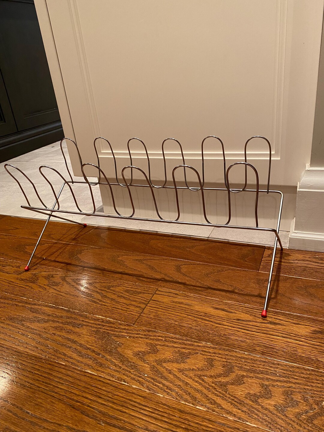 MCM Atomic Red & Chrome Shoe Rack, Vintage Metal Chrome 6 Pair Shoe ...