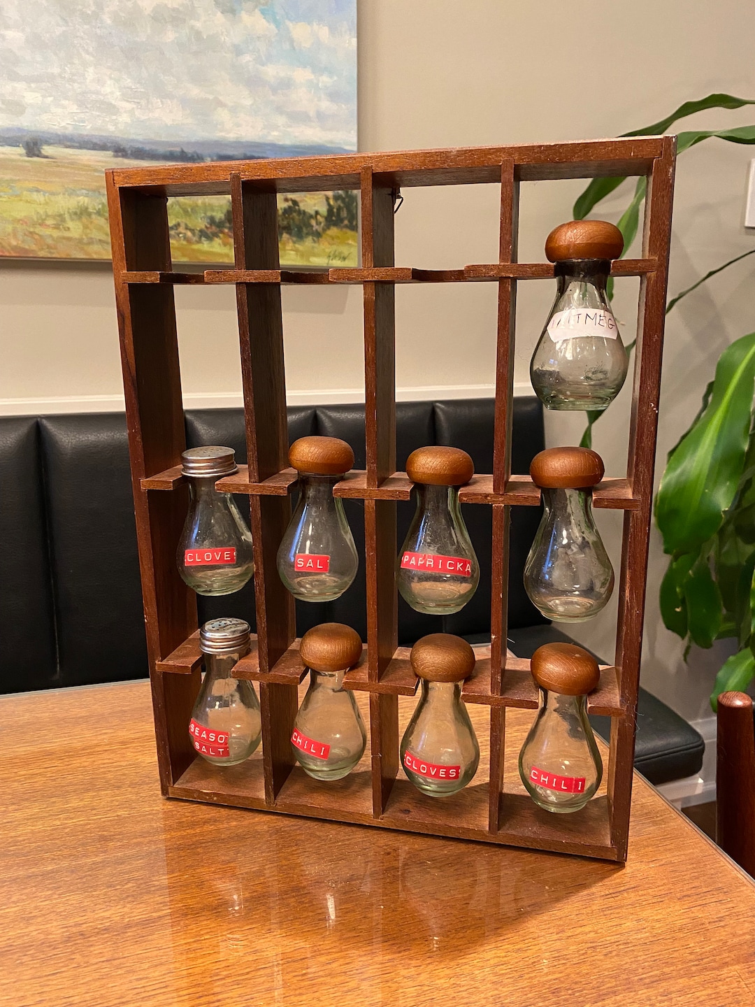 Vintage Wood Wall Spice Rack | Vintage Wood Spice Rack | Vintage ...