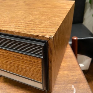 Vintage 40 CD Compact Disc Storage Box Two Drawers Case Faux Wood Grain ...