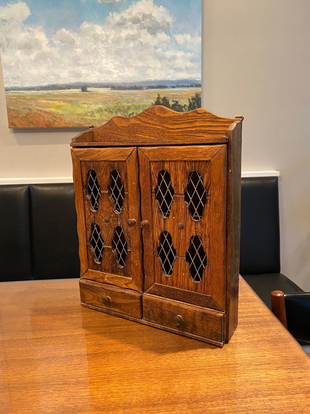 Vintage Wood Wall Spice Cabinet Rack Two Two Drawers Vintage - Etsy