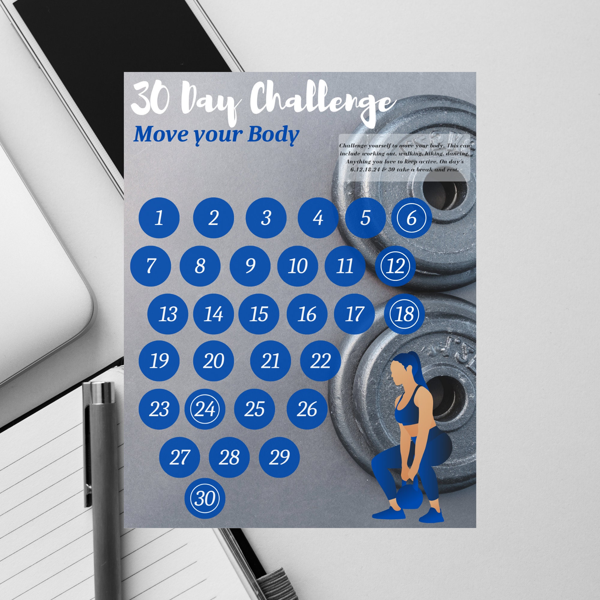 30 Day Challenge | Move Your Body | Digital, Changing Habits, Printable ...
