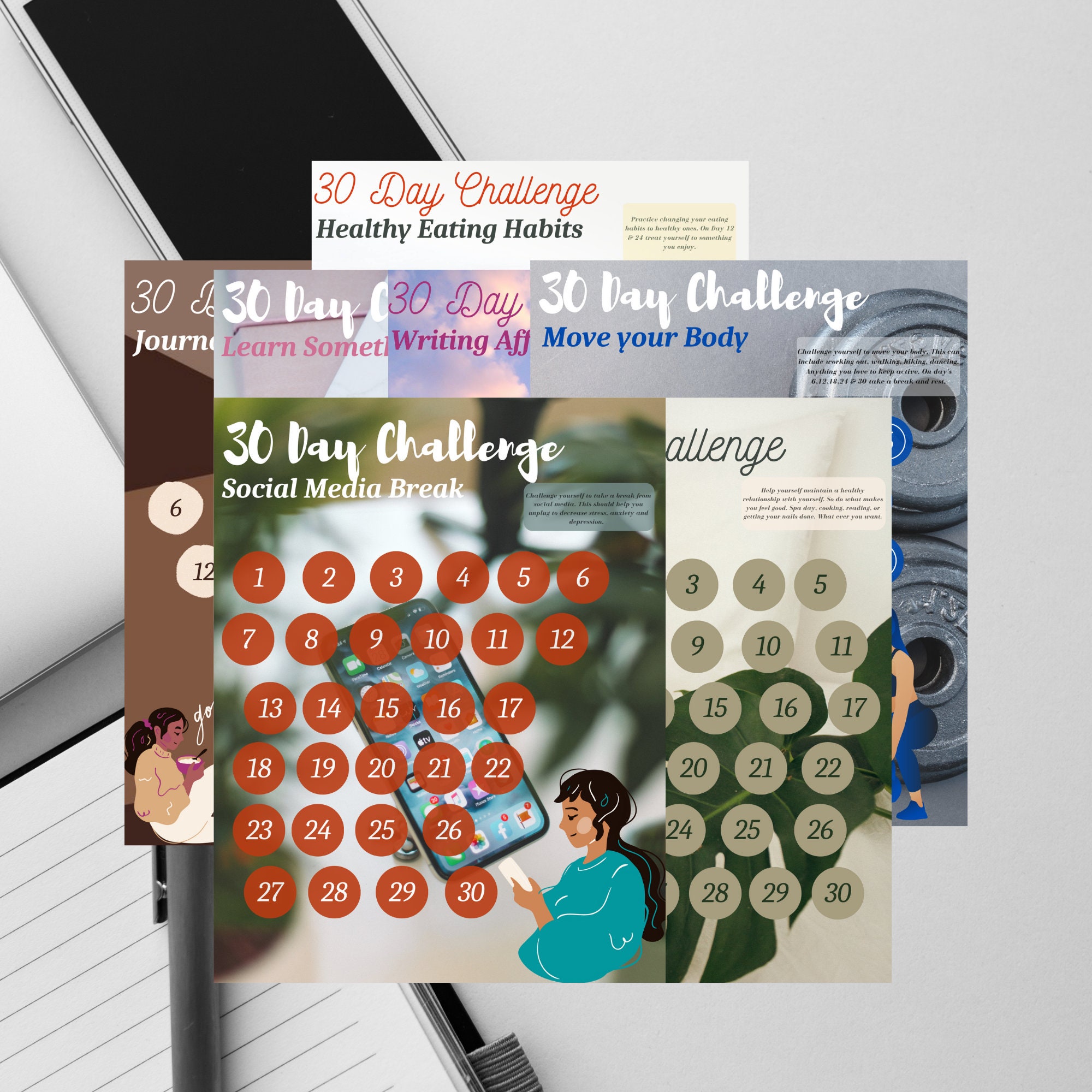 30 Day Self Improvement Challenges| Printable, Changing Habits ...