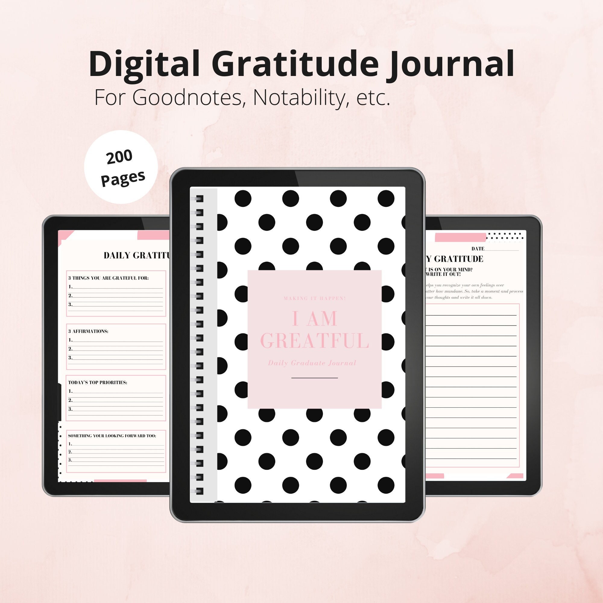 Digital Gratitude Journal,daily Gratitude Journal Printable, Daily ...