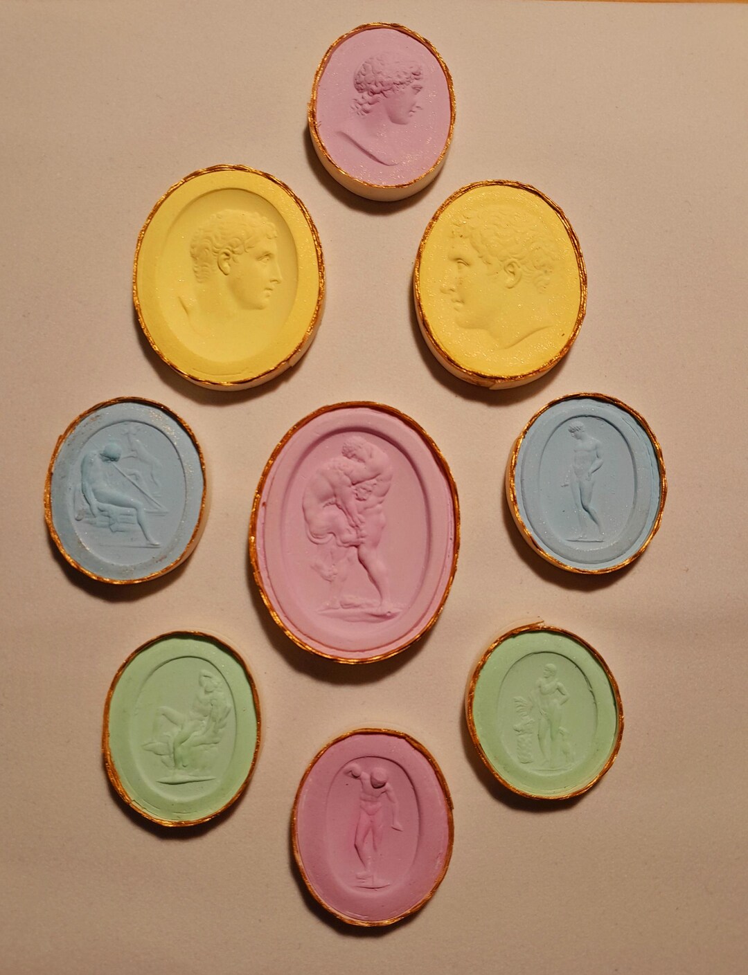Set of Intaglios of Colorful Cameos Plaster Casts From a Collection ...