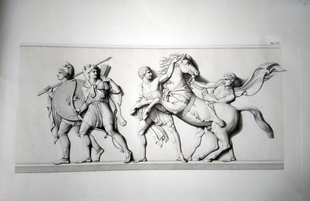 TXV Antique Original Graphic Copper Engraving From 1875, Frieze Entry ...