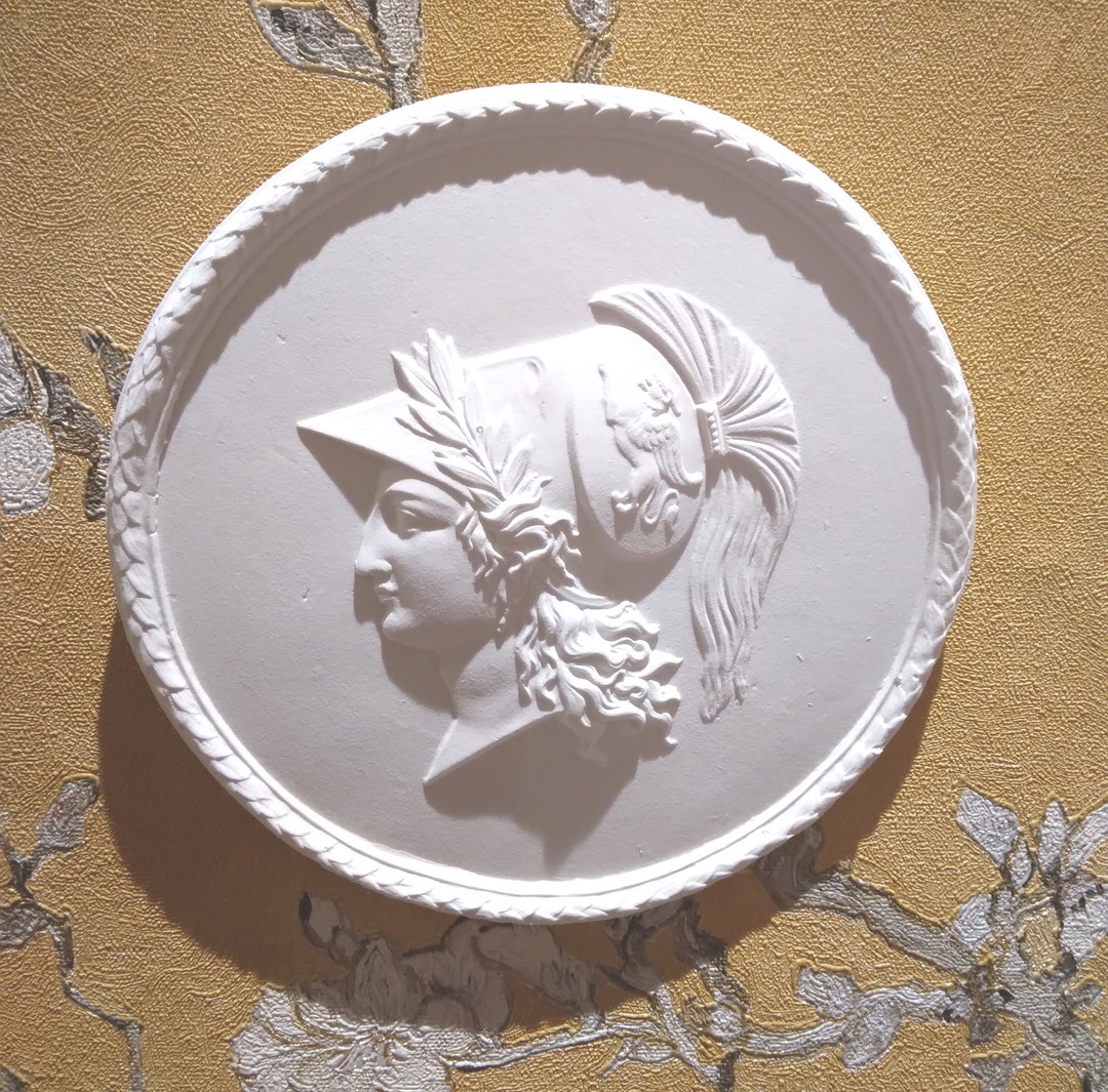 Plaster Relief Minerva - Pallas Athene Round With Border - Etsy