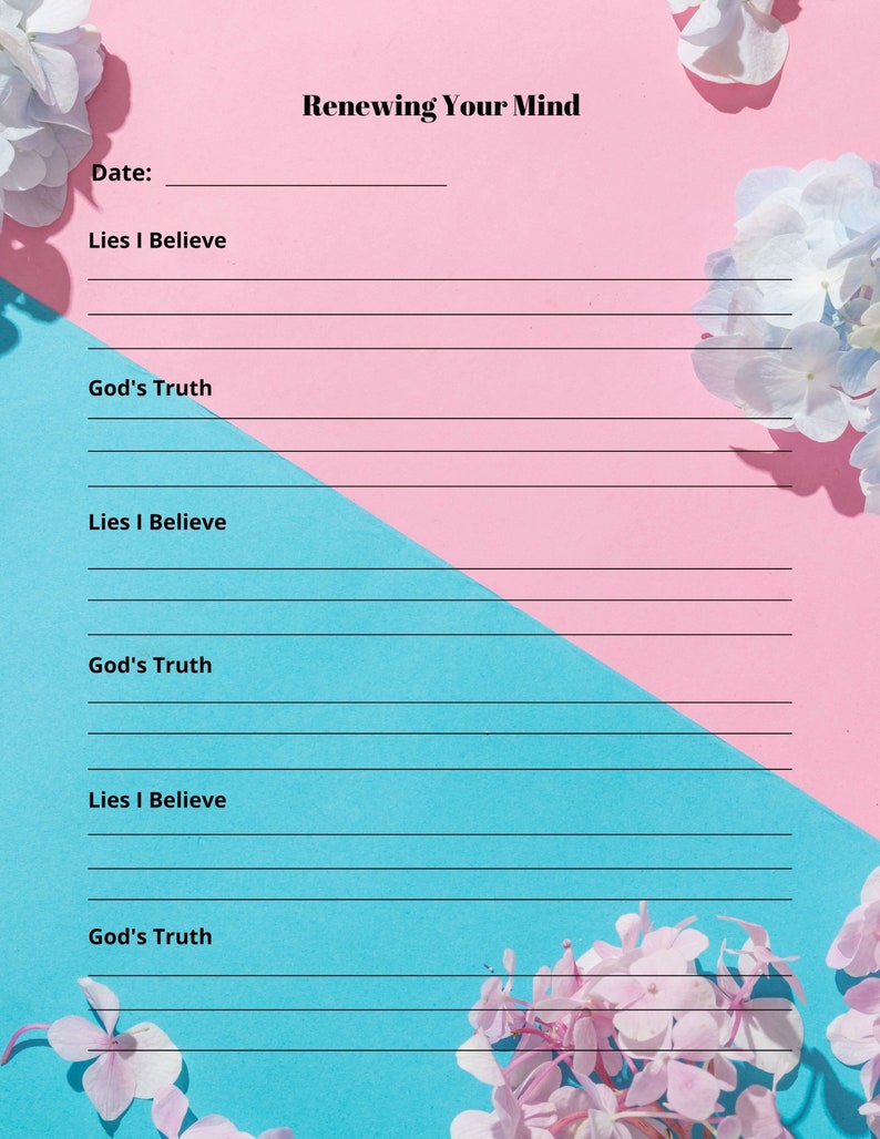 Christian Mindset Printable L Renew Your Mind Journal L Bible Study ...