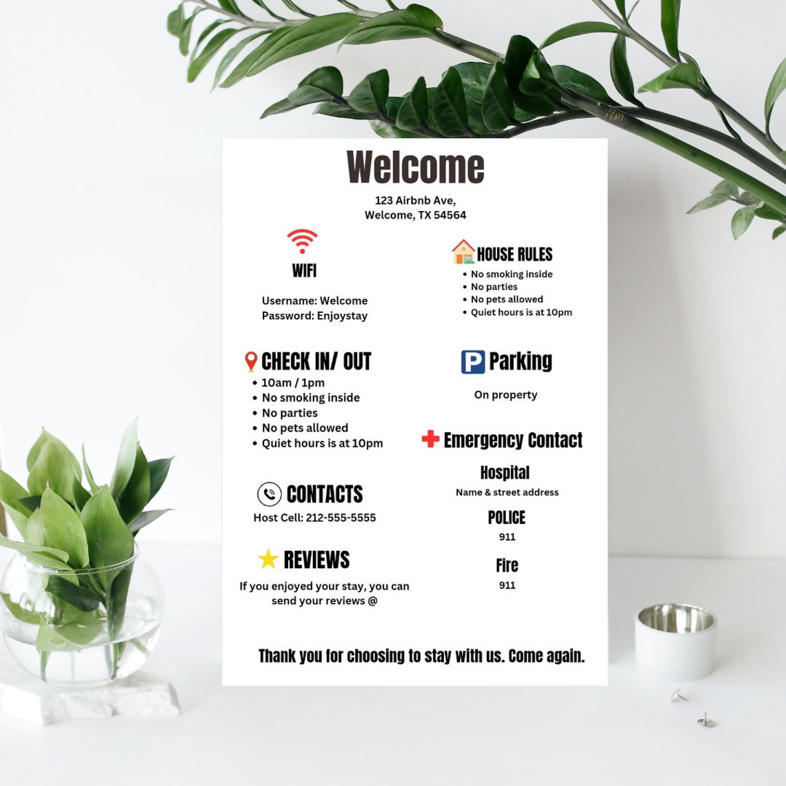 Airbnb Welcome Sign I Vacation Rental Printable I - Etsy