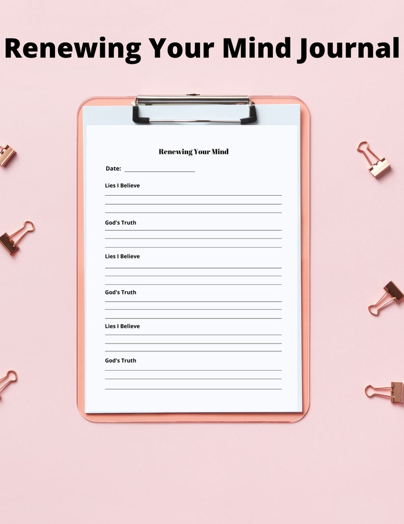 Christian Mindset Printable L Renew Your Mind Journal L Bible Study ...