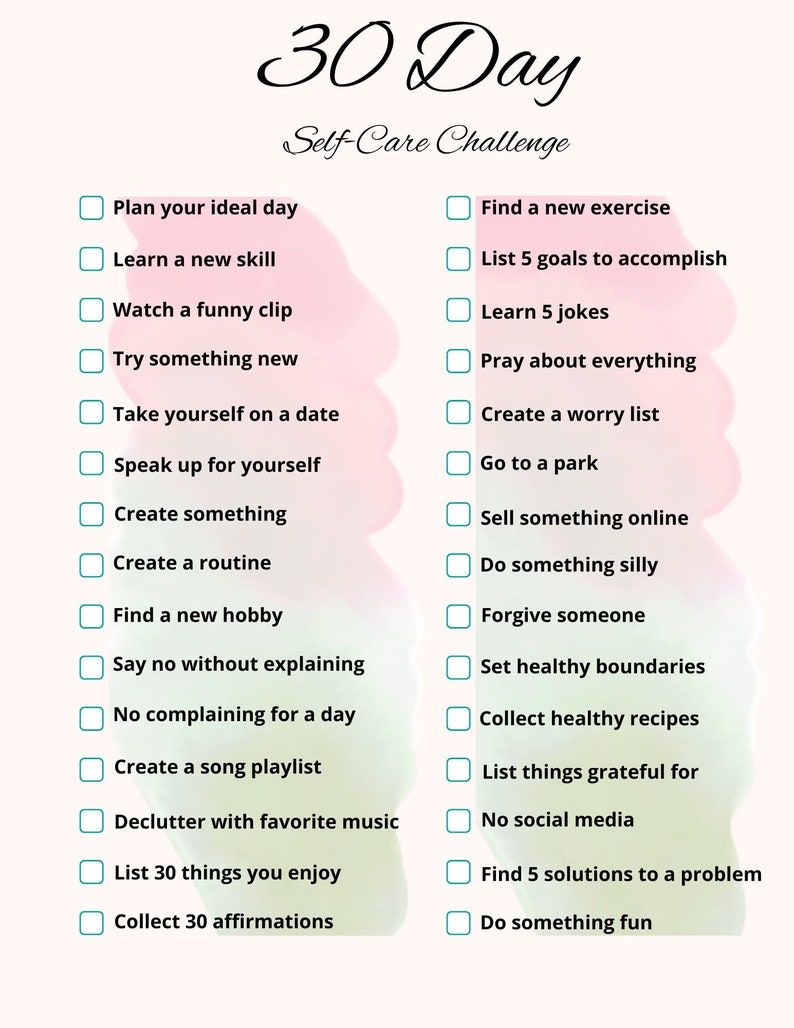 30 Day Self-care Challenge L Self- Care Planner L Self-care Journey - Etsy