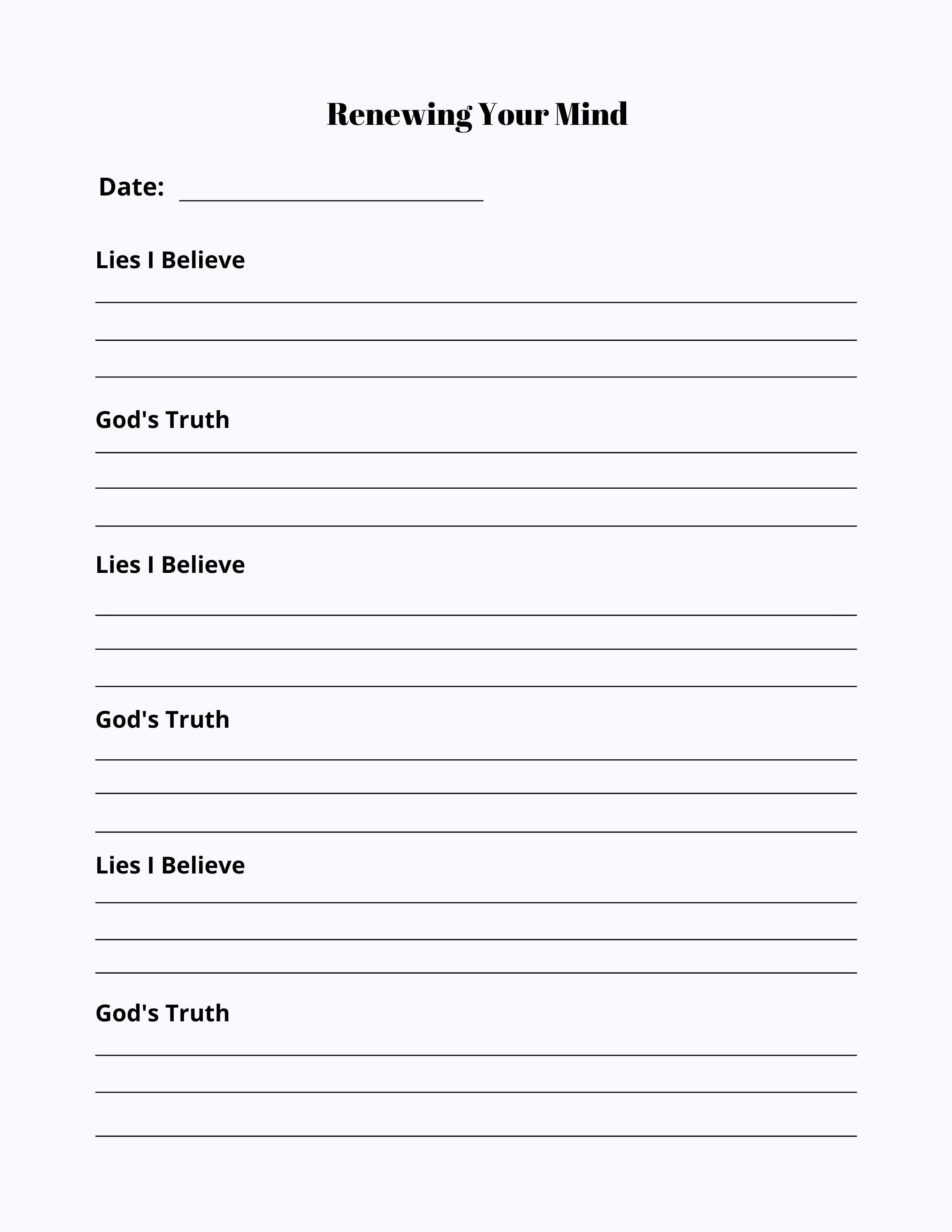 Christian Mindset Printable L Renew Your Mind Journal L Bible Study ...