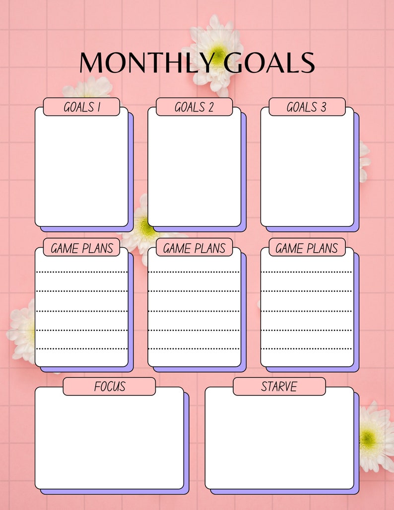 Monthly Goals Planner Printable - Etsy