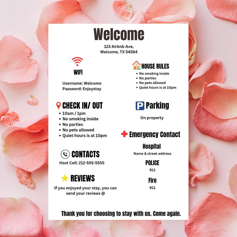 Airbnb Welcome Sign I Vacation Rental Printable I - Etsy