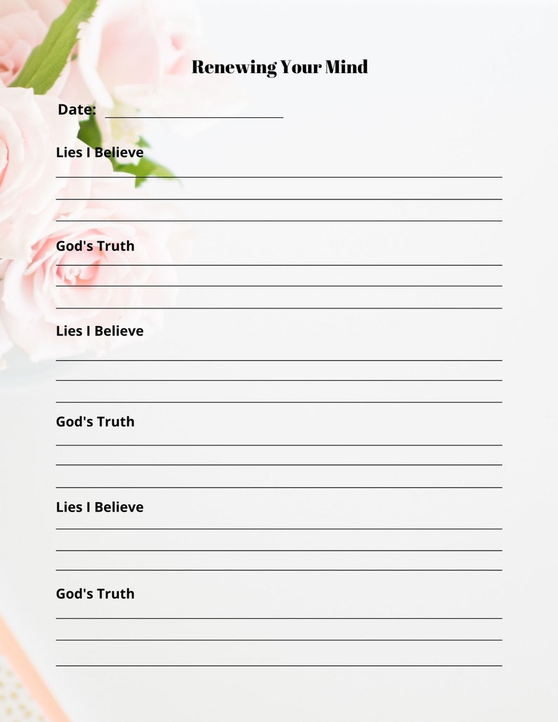 Christian Mindset Printable L Renew Your Mind Journal L Bible Study ...