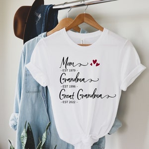 Personalized Great Grandma Shirt, to Be Shirt, Mom Est Grandma Est ...