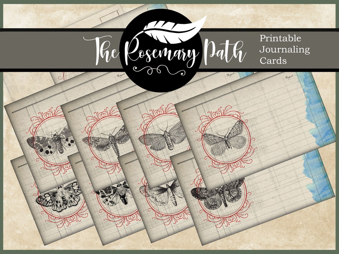 Magical Moths Design 10 Journaling Cards Junk Journal Planner Tarot ...