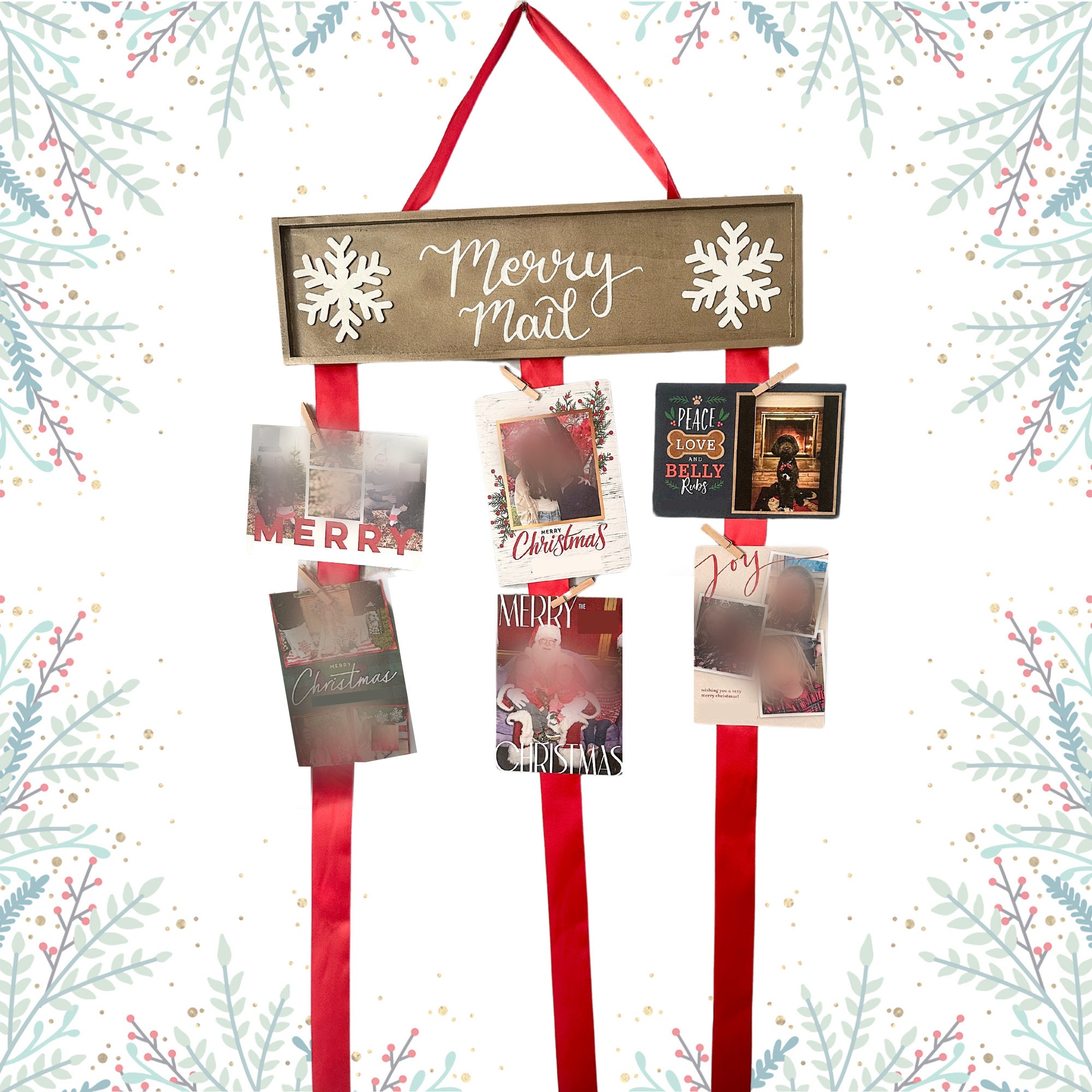 Merry Christmas Card Holder, Merry Mail, Holiday Card Display ...