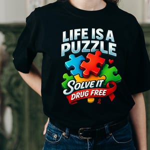 Red Ribbon Week T-shirt Design | Drug Free Puzzle PNG (digital Download ...