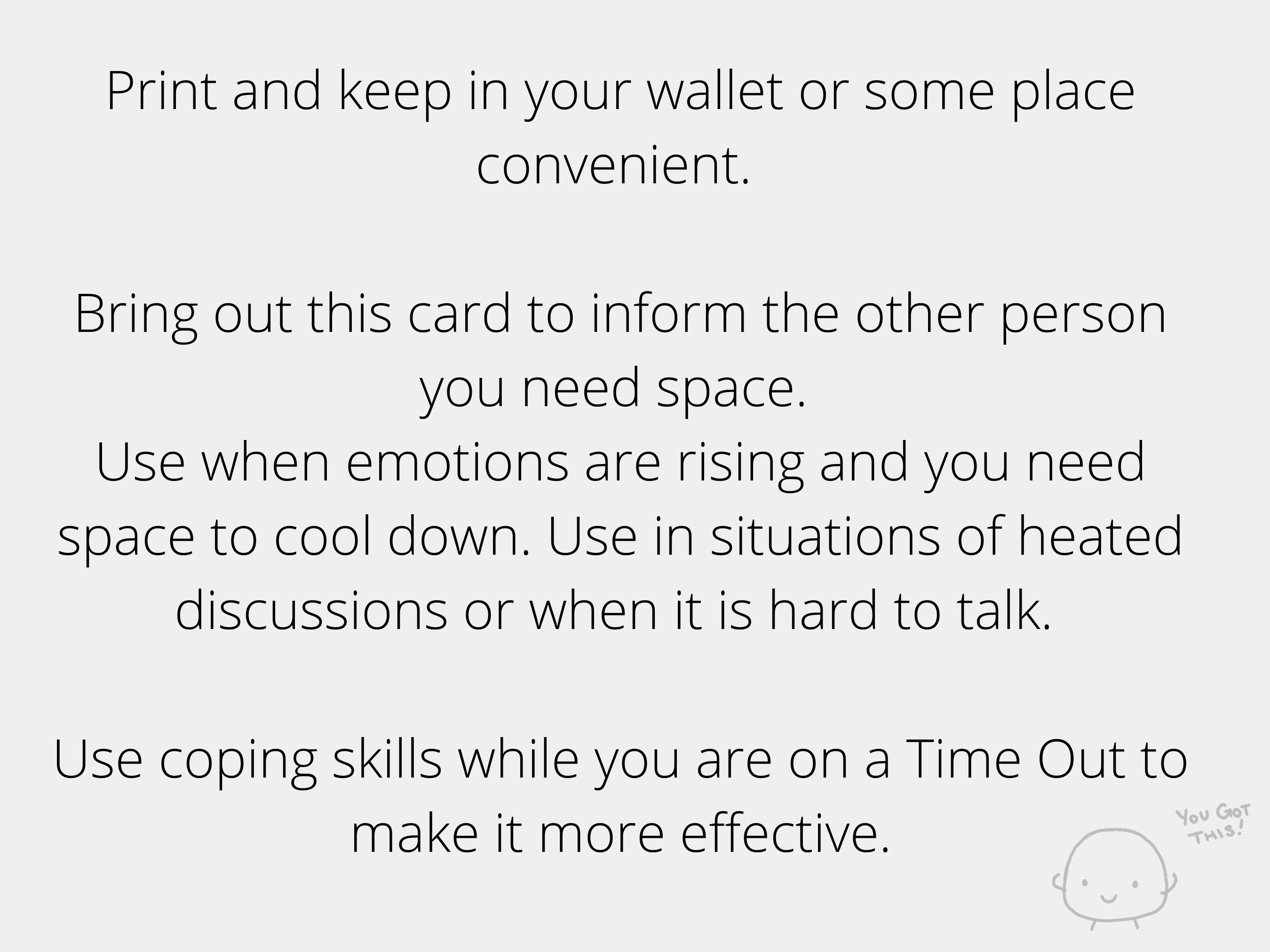 Time Out Card Prompts and Phrase Ideas for Space From a Situation or ...