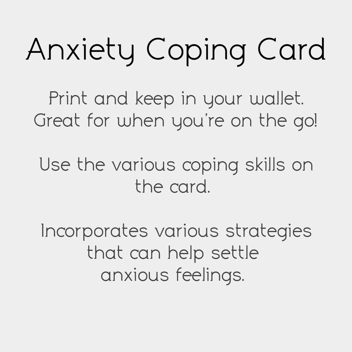 Anxiety Coping Cards With Different Coping Skills and Strategies to ...