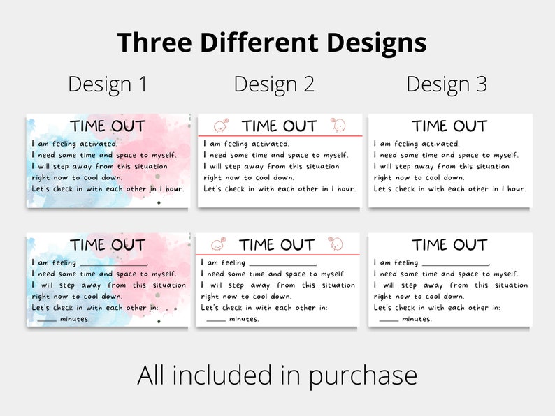 Time Out Card Prompts and Phrase Ideas for Space From a Situation or ...