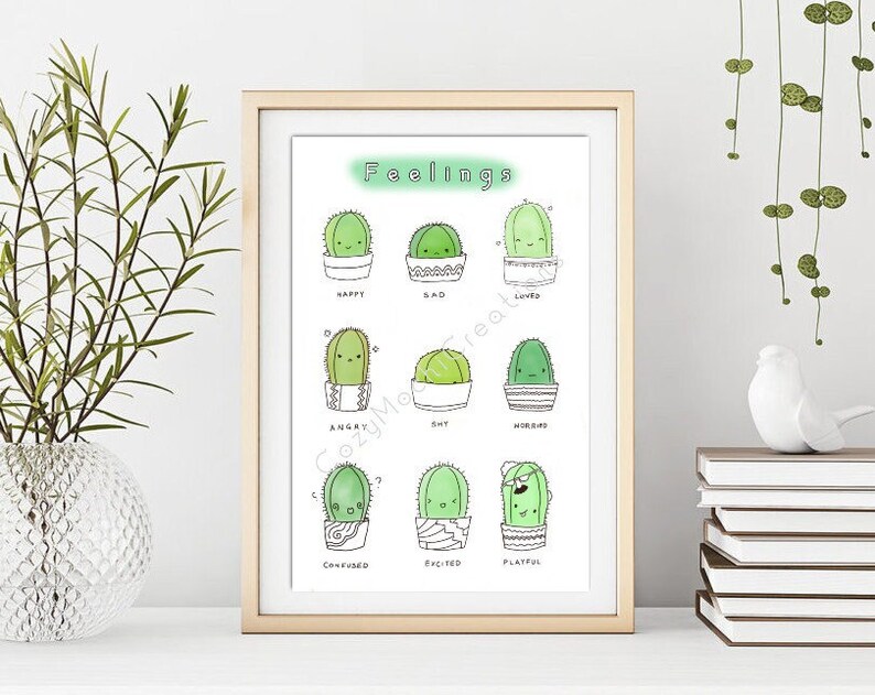 Cactus Plant Emotion and Feelings List With Colouring Page (Download ...