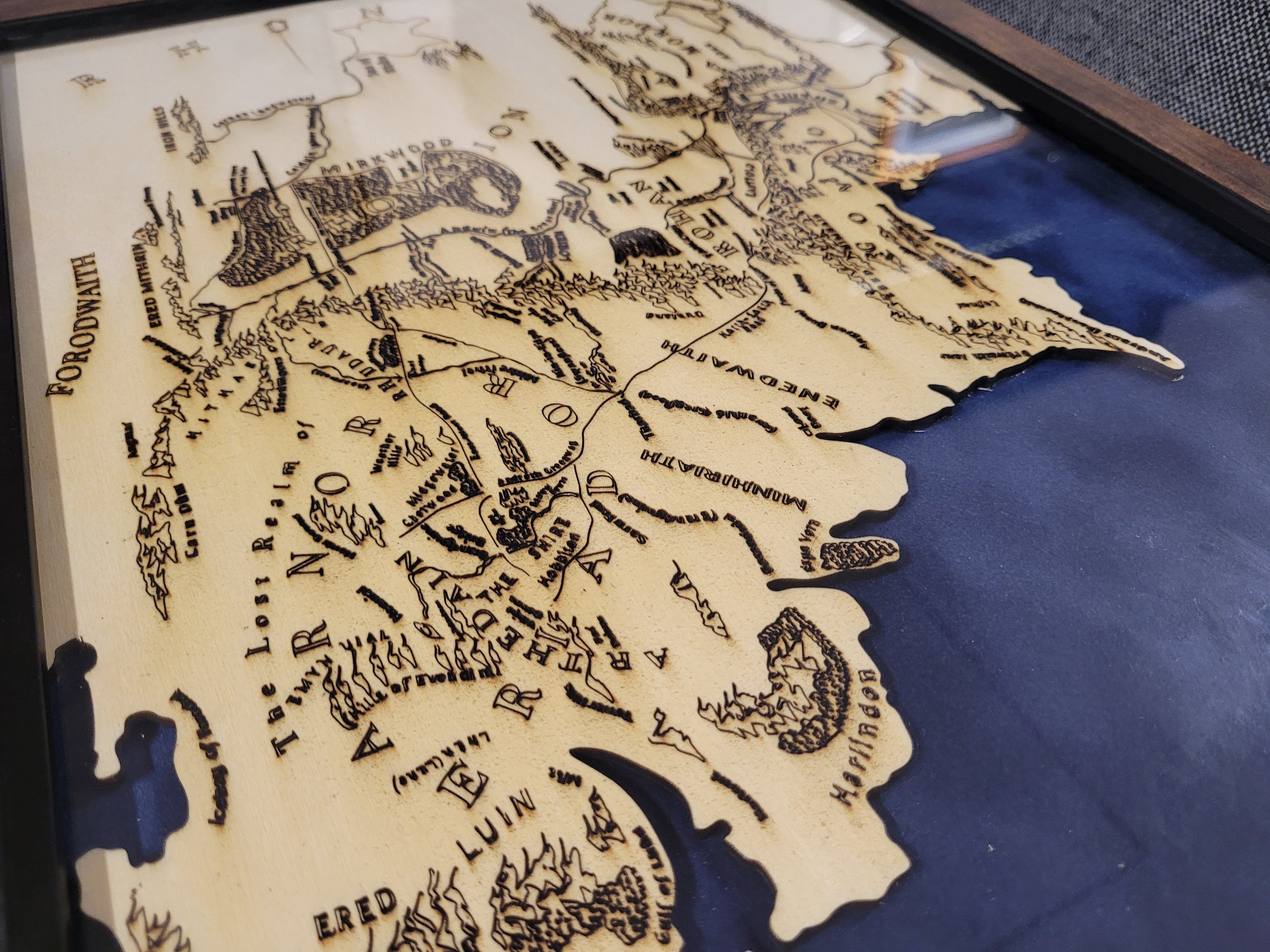 The Hobbit middle Earth Map A Framed Map of Middle-earth - Etsy