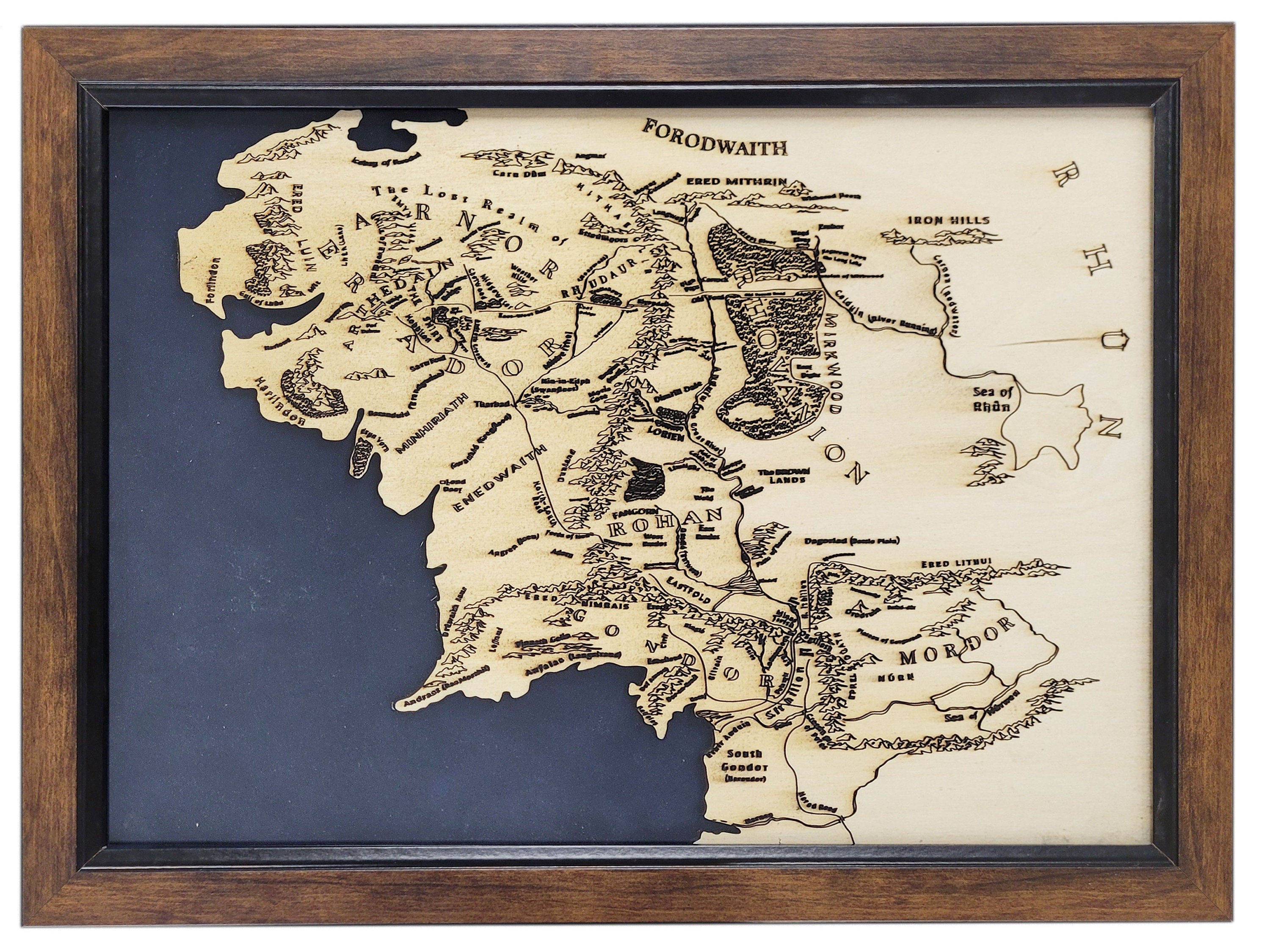 The Hobbit middle Earth Map A Framed Map of Middle-earth - Etsy